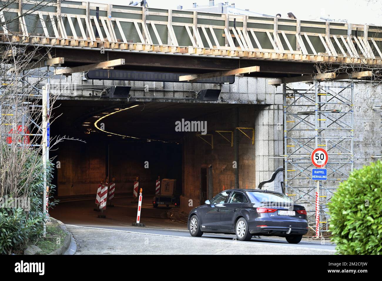Illustration picture shows road works at a tunnel, during a visit to ...