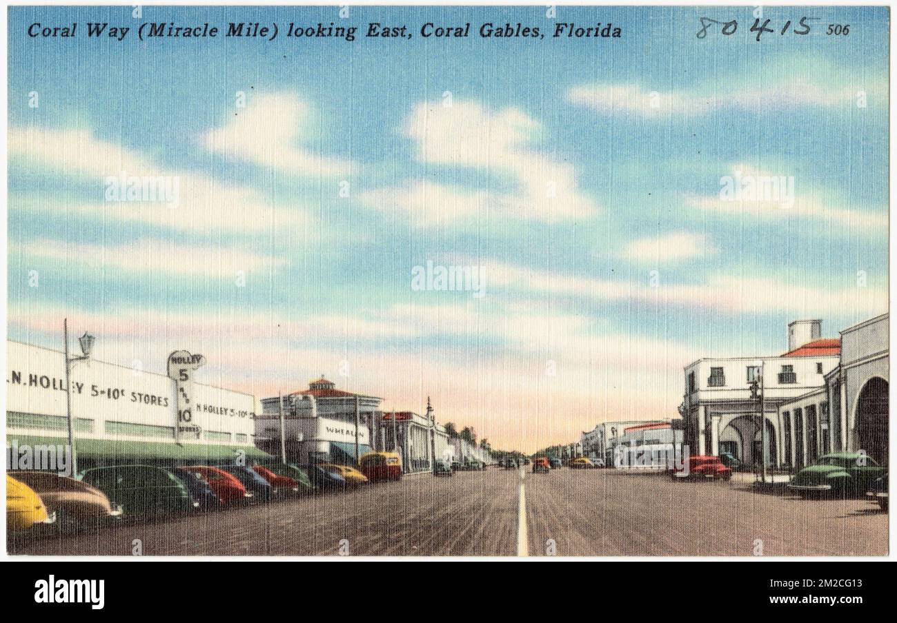 Coral Way (miracle mile) looking east, Coral Gables, Florida , Cities ...