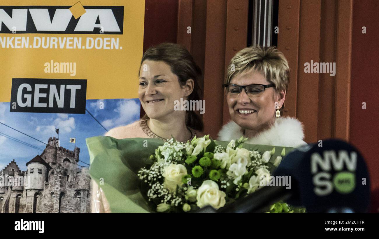 N-VA's Anneleen Van Bossuyt and N-VA's Elke Sleurs pictured during the ...