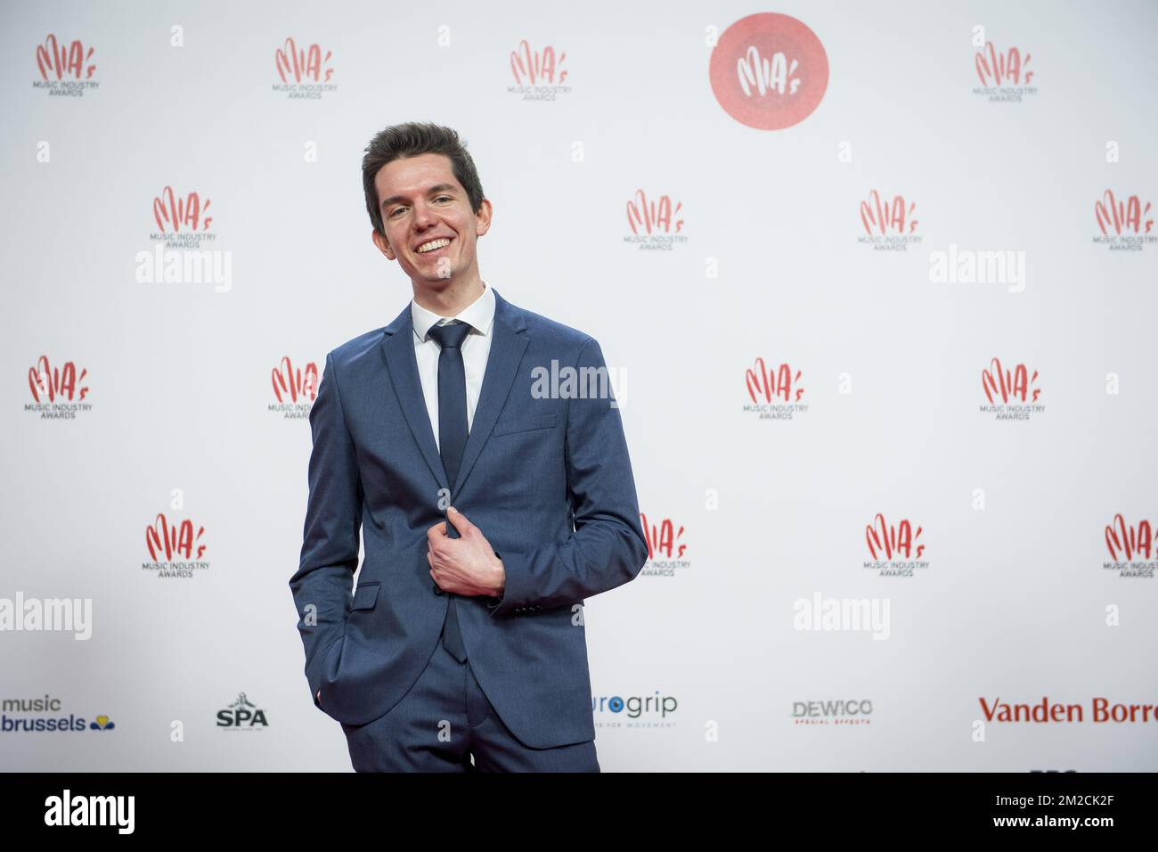 Singer Milo Meskens pictured on the red carpet at the arrival for the ...