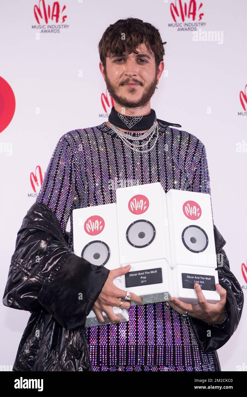 Artist Max Colombie aka Oscar and the Wolf with his awards at the ...