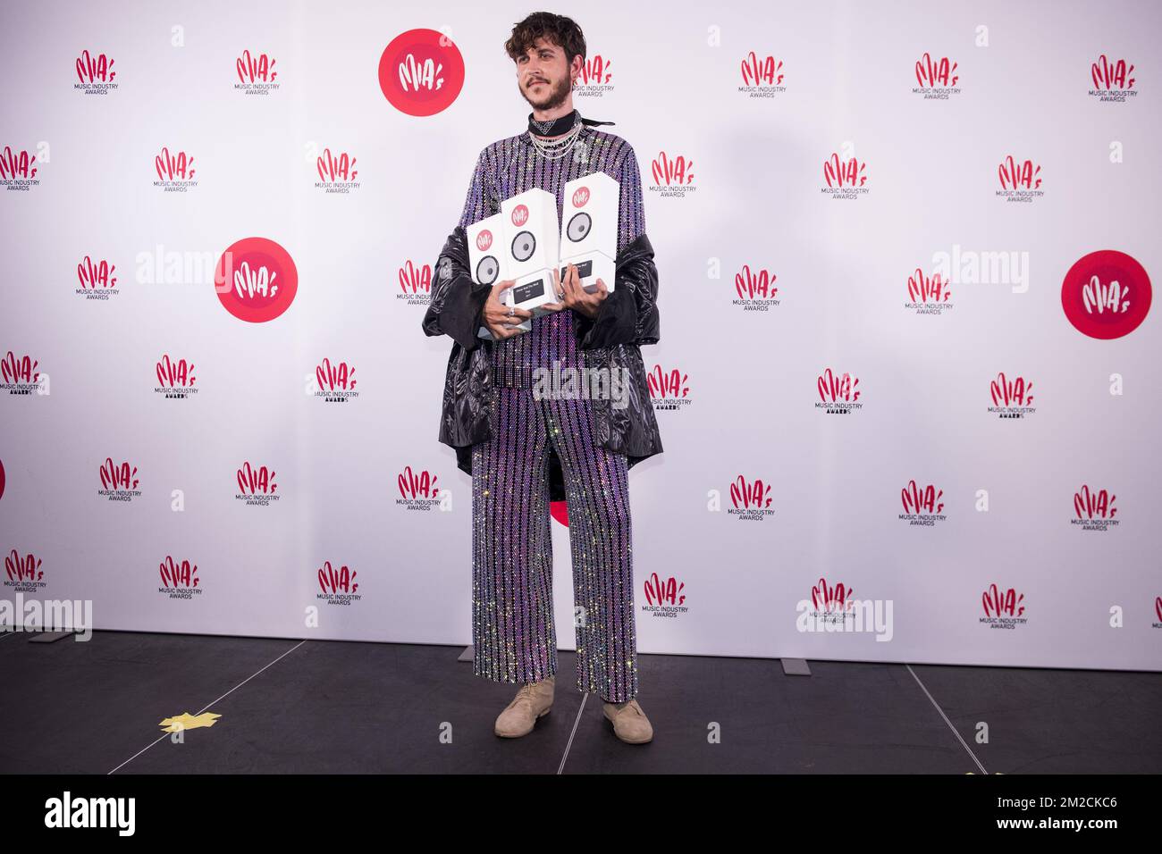 Artist Max Colombie aka Oscar and the Wolf with his awards at the ...