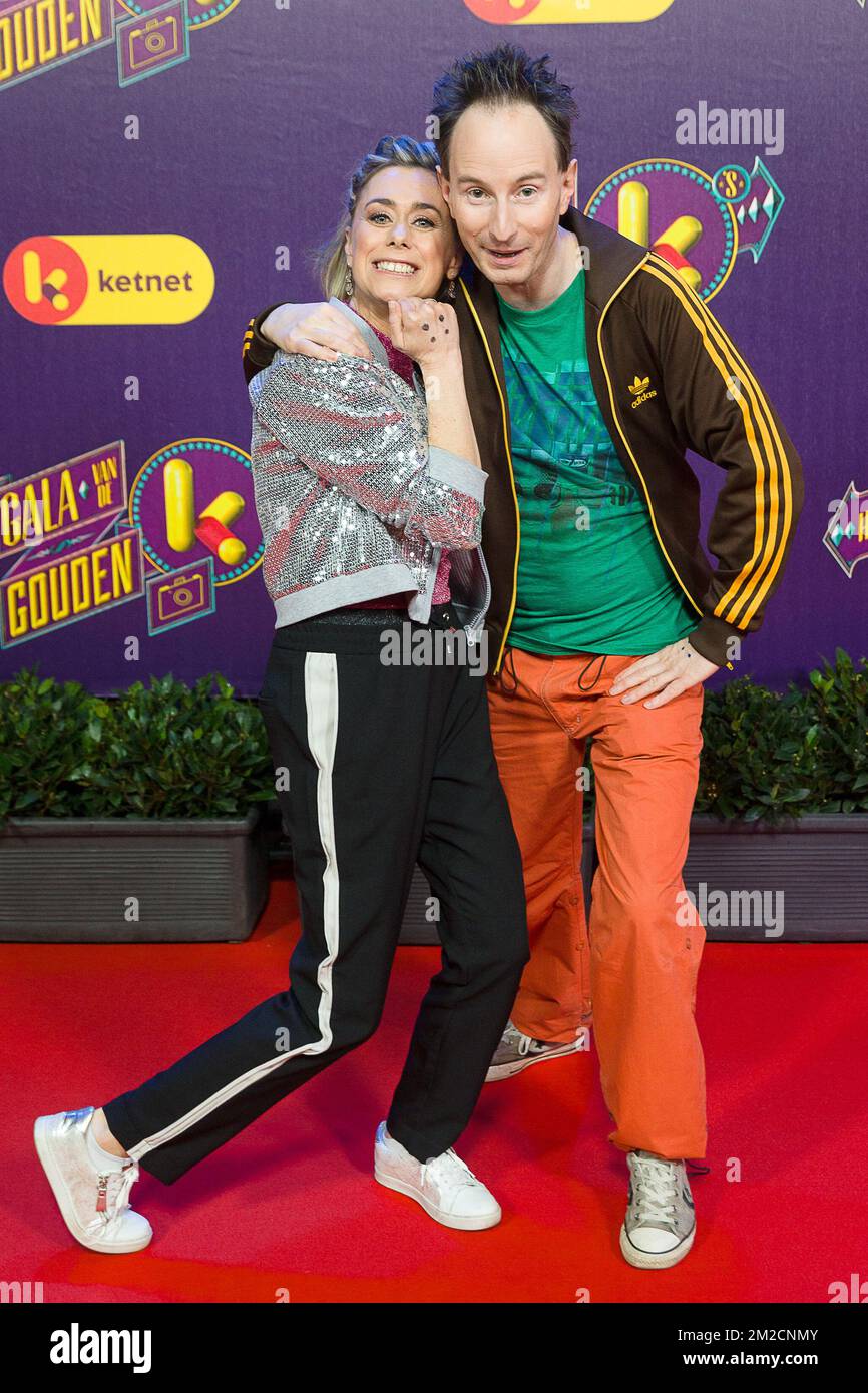 Aagje Dom and actor Aron Wade pictured during the 'Gala van de Gouden K ...