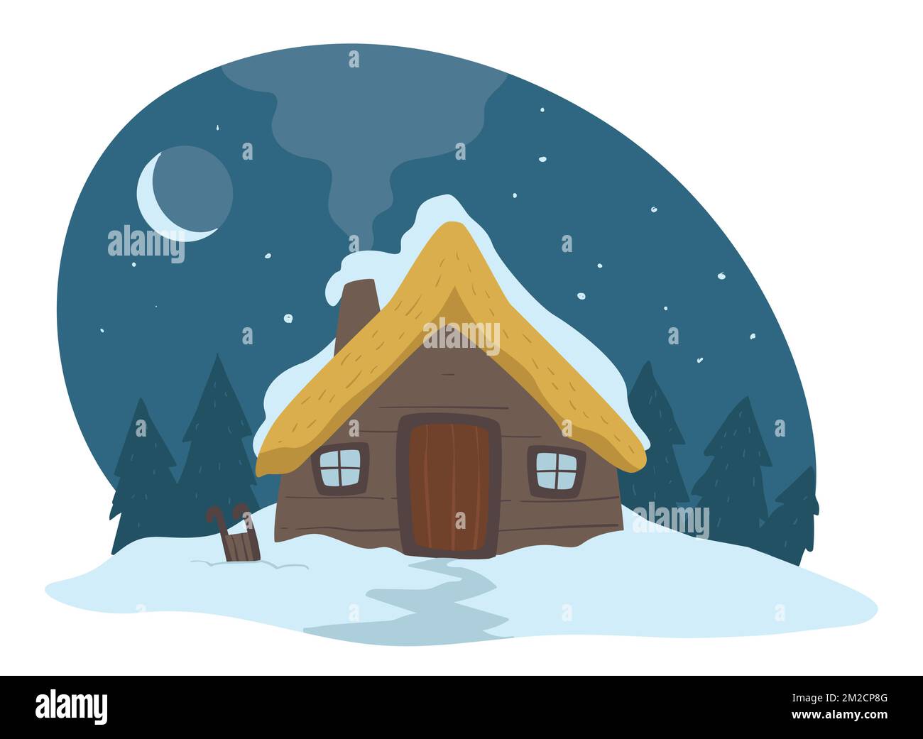 Snowy woodland residence Stock Vector Images - Alamy