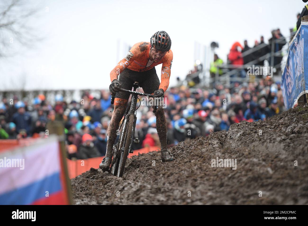 Dutch Mathieu Van Der Poel pictured in action during the men Elite race ...