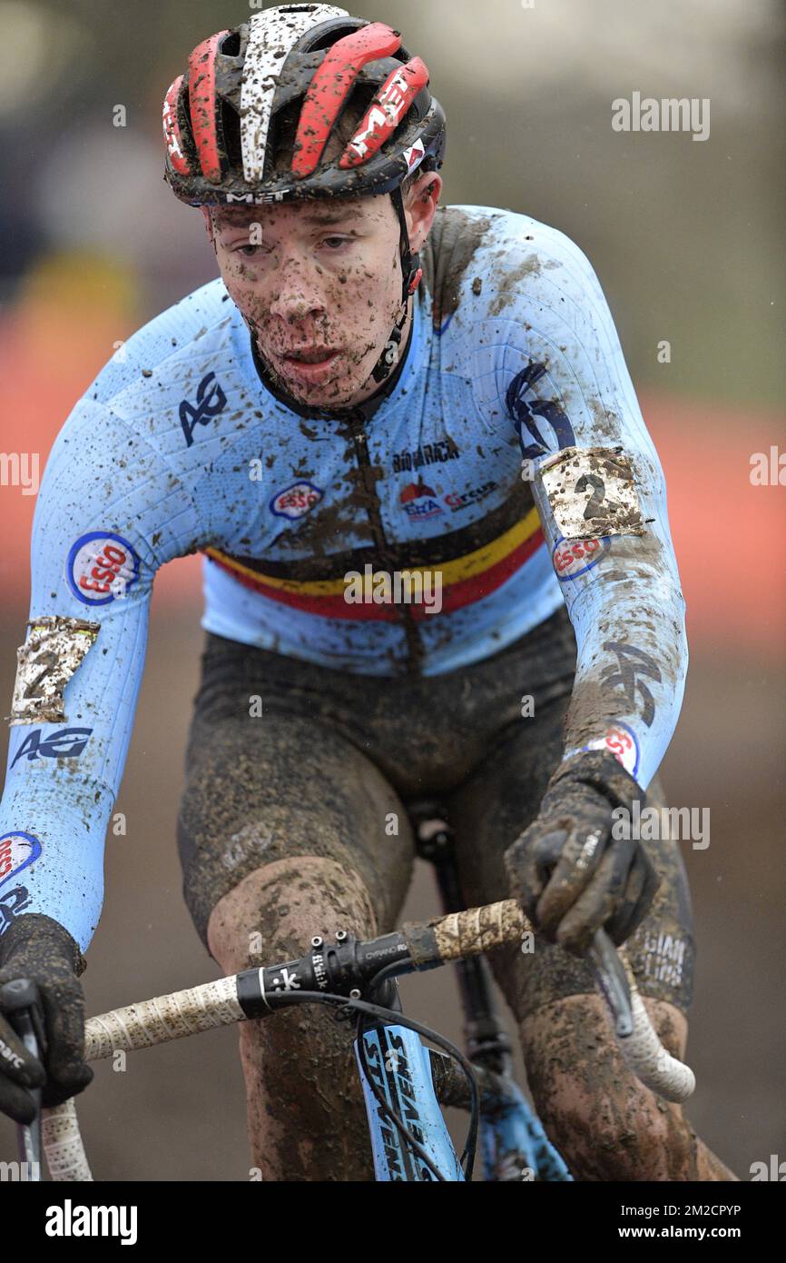 Belgian Laurens Sweeck pictured in action during the men Elite race at ...