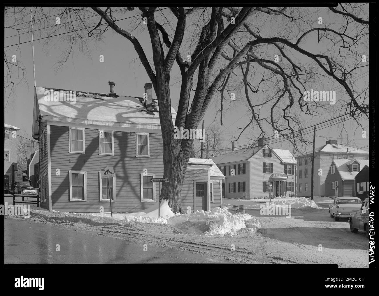 Corner of Washington and Middle Streets, snow , Architecture, Dwellings ...