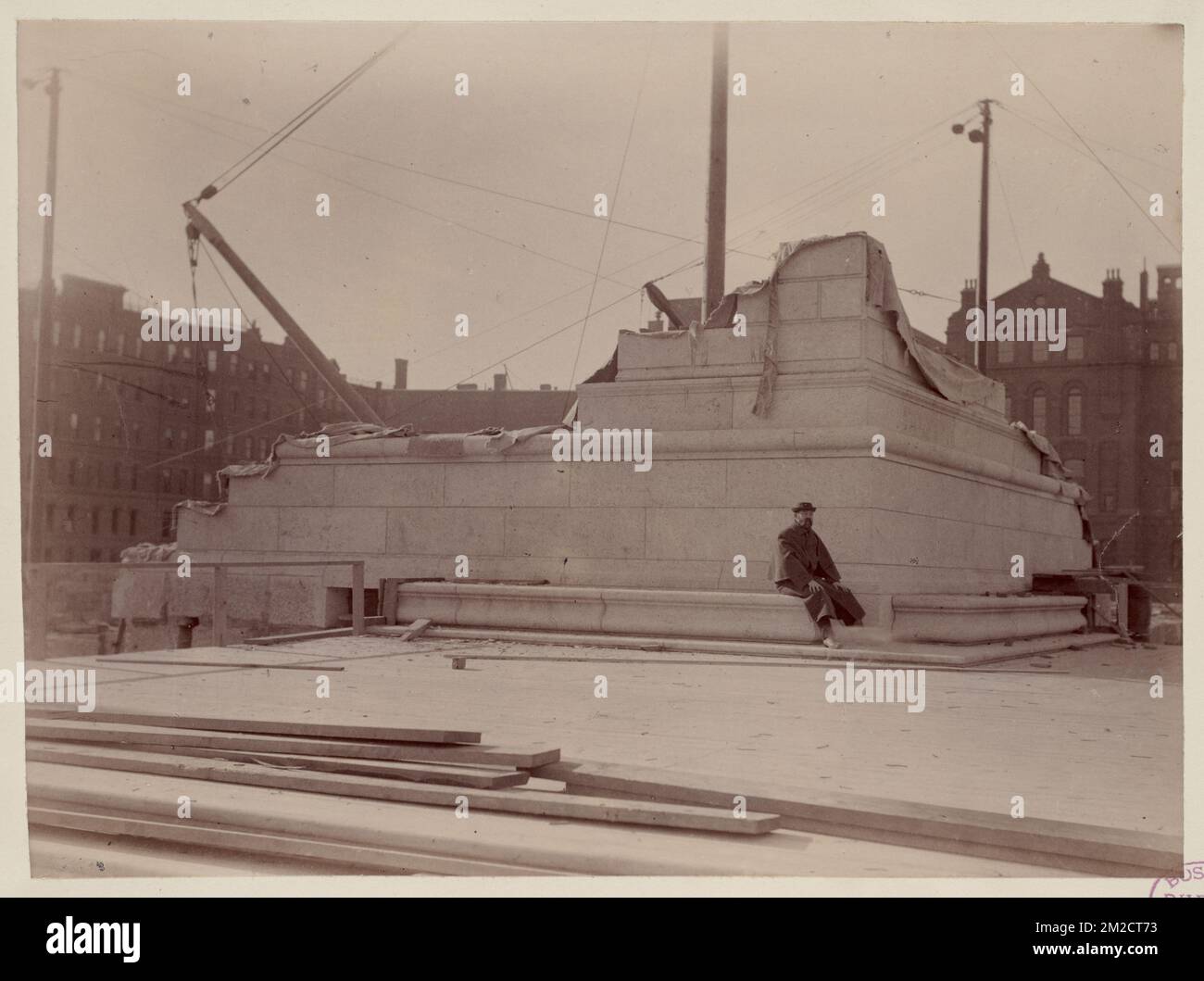 Cornerstone and platform at Boylston Street and Dartmouth Street corner ...