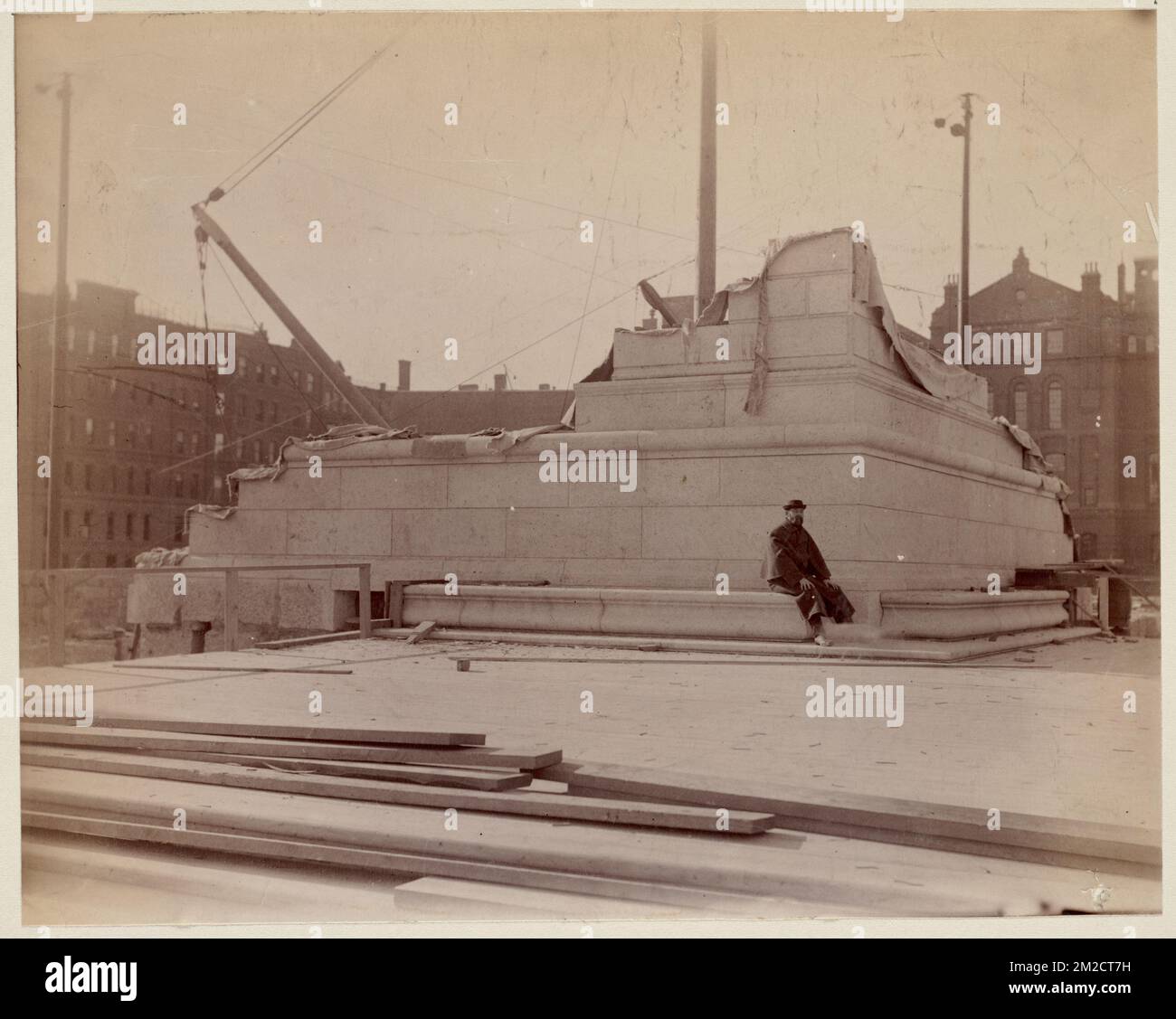 Cornerstone and platform at Boylston Street and Dartmouth Street corner ...