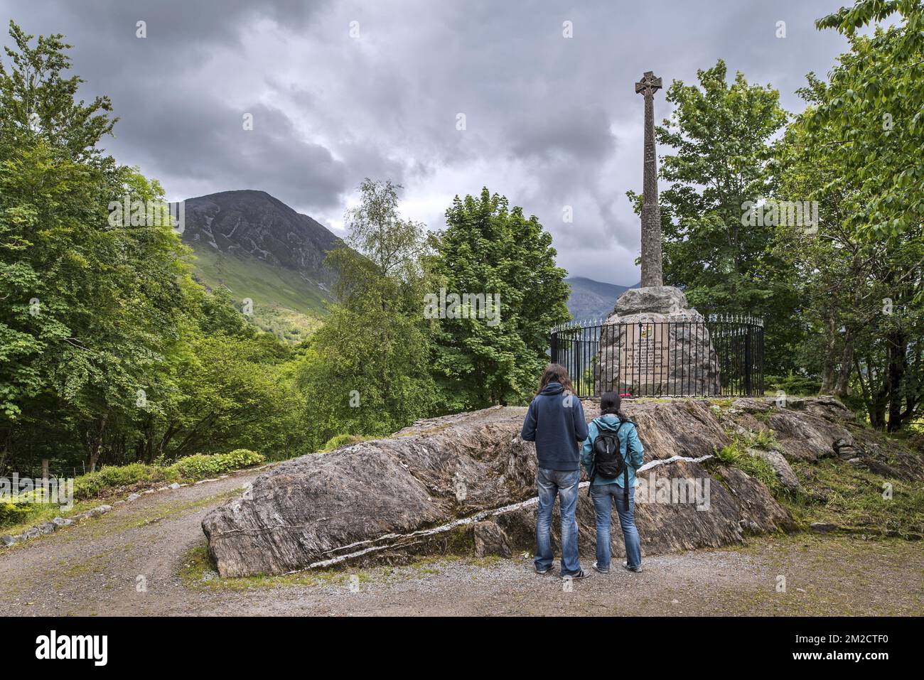 Monument with Celtic cross commemorating the Massacre of the Clan ...