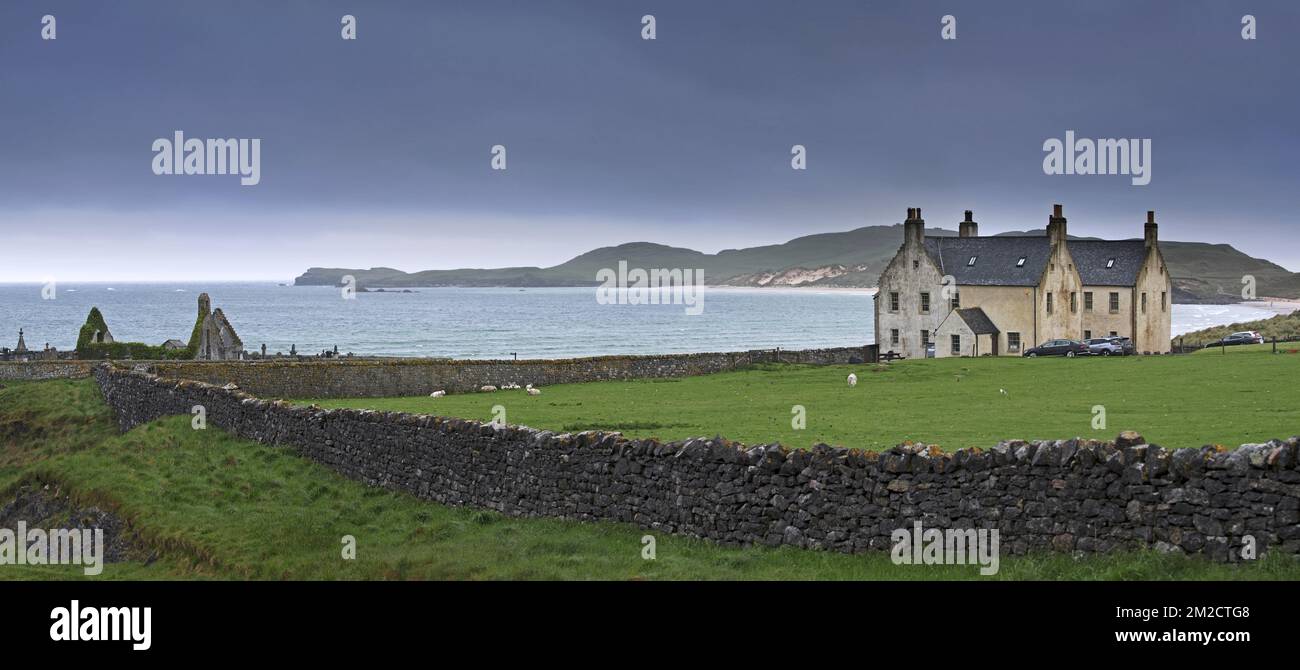 Ruined church and the Balnakeil House, 18th century mansion near ...