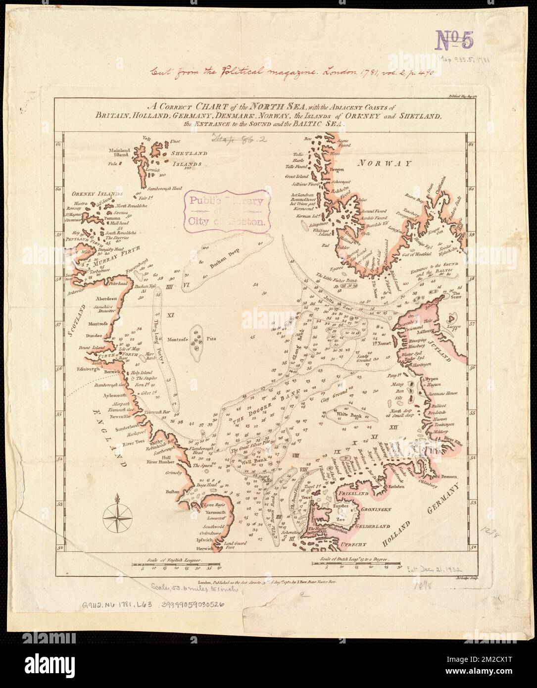 A correct chart of the North Sea, with the adjacent coasts of Britain ...