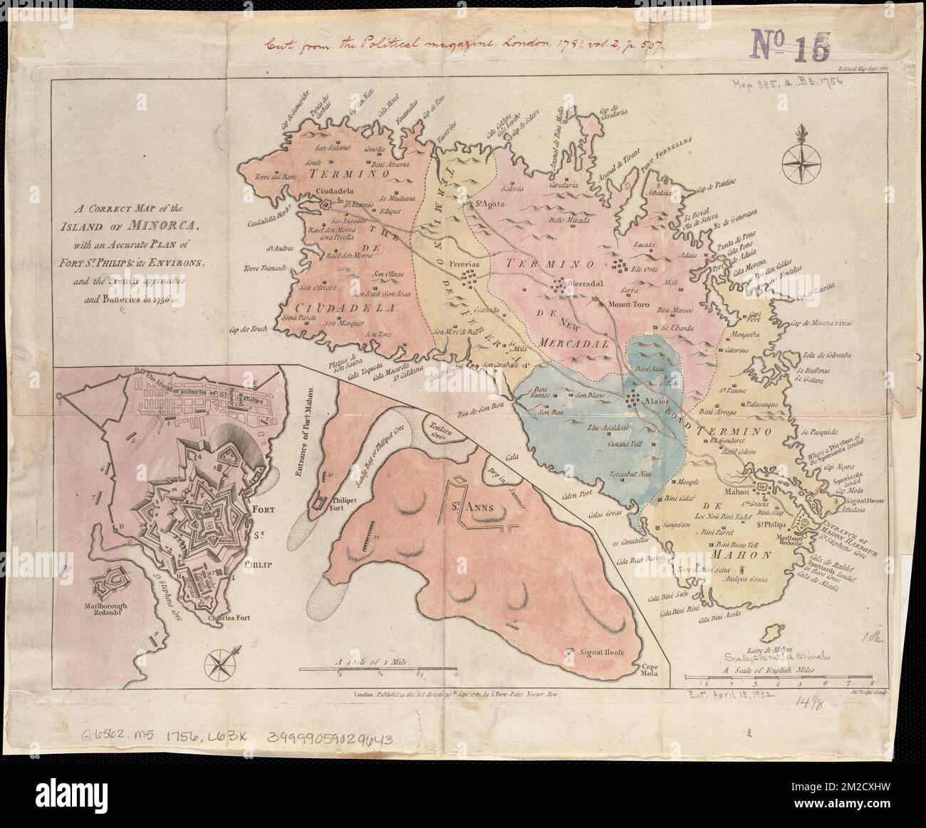 A Correct map of the island of Minorca, with an accurate plan of Fort ...