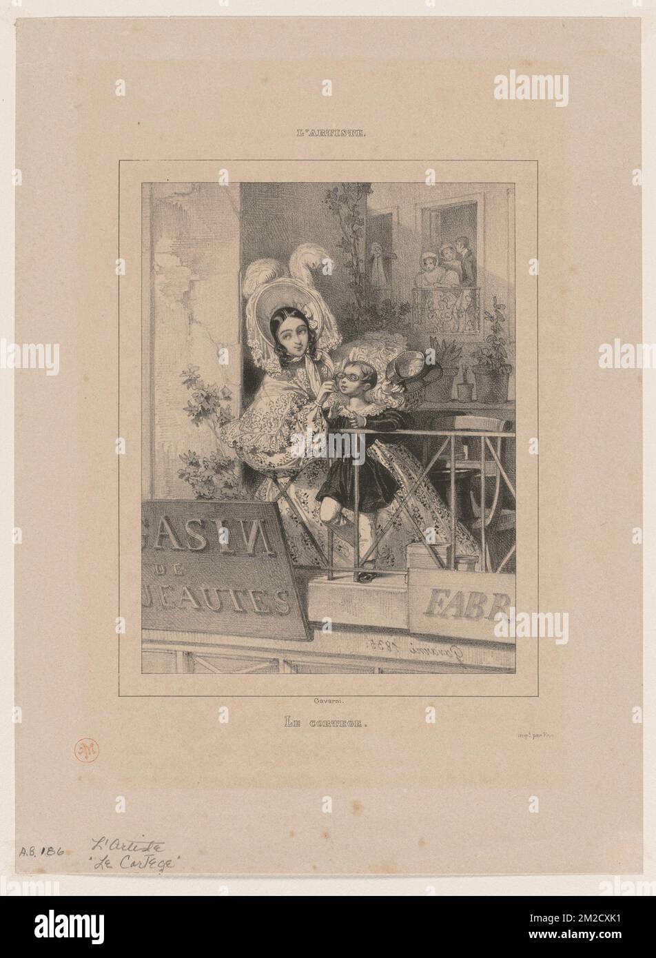 Le cortége ,. Paul Gavarni (1804-1866). Lithographs and Other Works ...