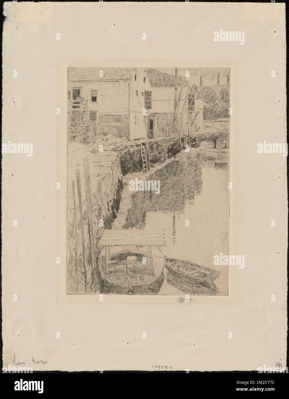 Cos Cob , Piers & wharves, Boats, Houses. Childe Hassam (1859-1935 ...