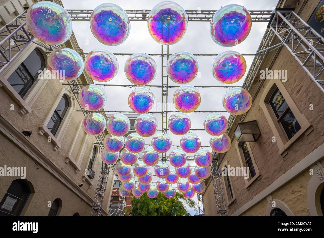 Adelaide, Australia. 14 December 2022. 50 vivid colour spheres are ...