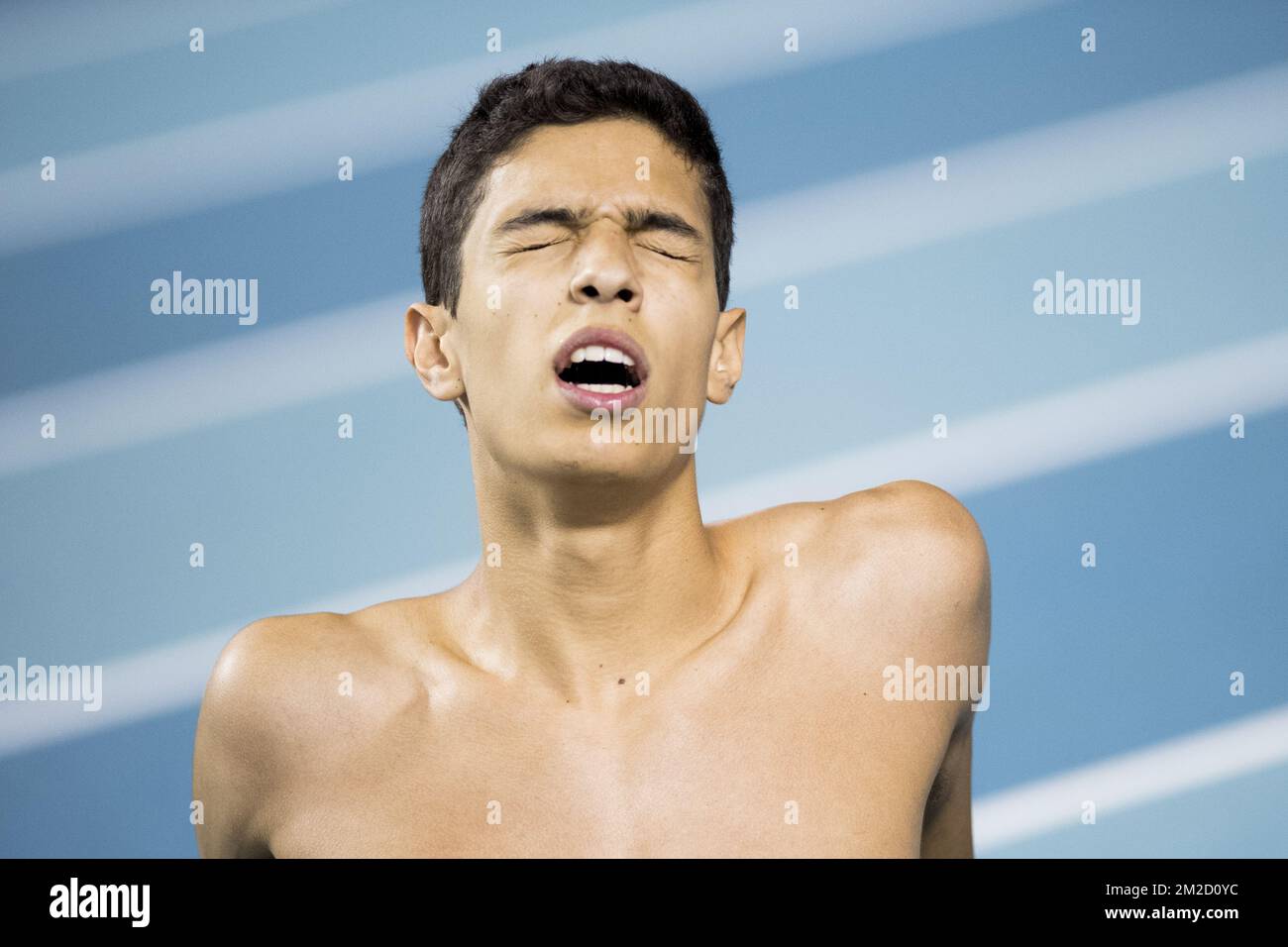 Belgian Jonathan Sacoor pictured after the men's 400m the IFAM Indoor ...