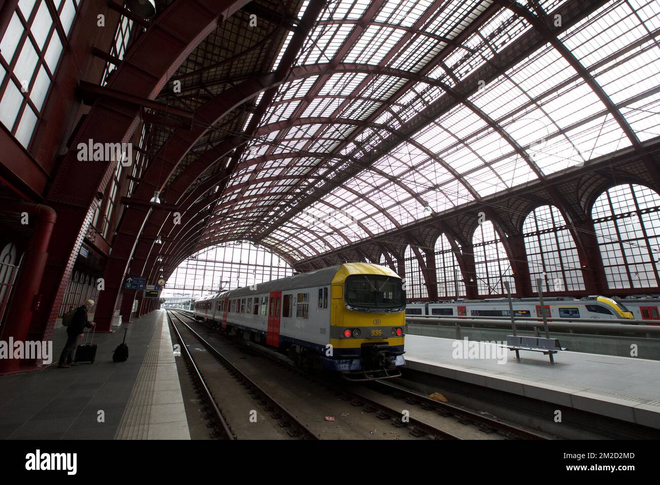 Trains pictured during a strike of railway unions CGSP Cheminots and ...