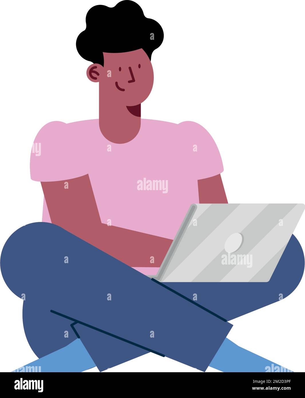 afro man using laptop character Stock Vector Image & Art - Alamy