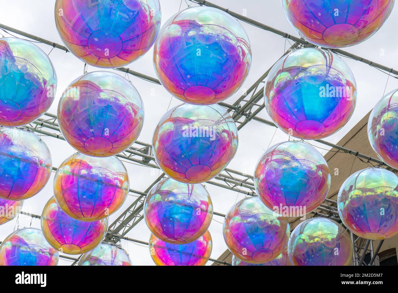 Adelaide, Australia. 14 December 2022. 50 vivid colour spheres are ...