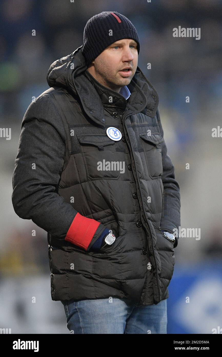 Westerlo's head coach Bob Peeters pictured during a soccer game between ...