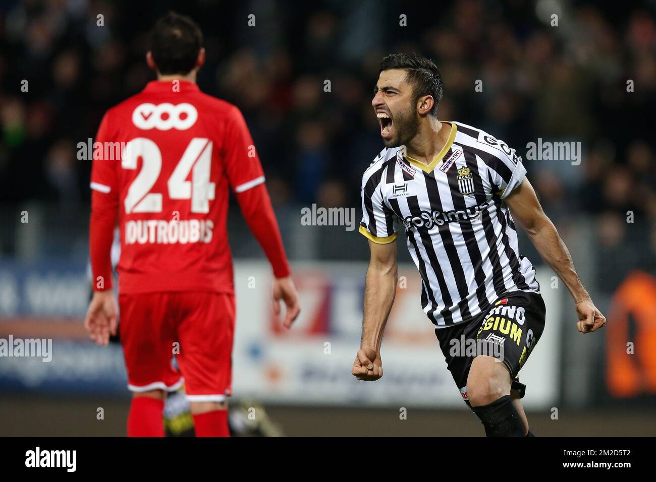Charleroi's Kaveh Rezaei celebrates after scoring during the Jupiler ...