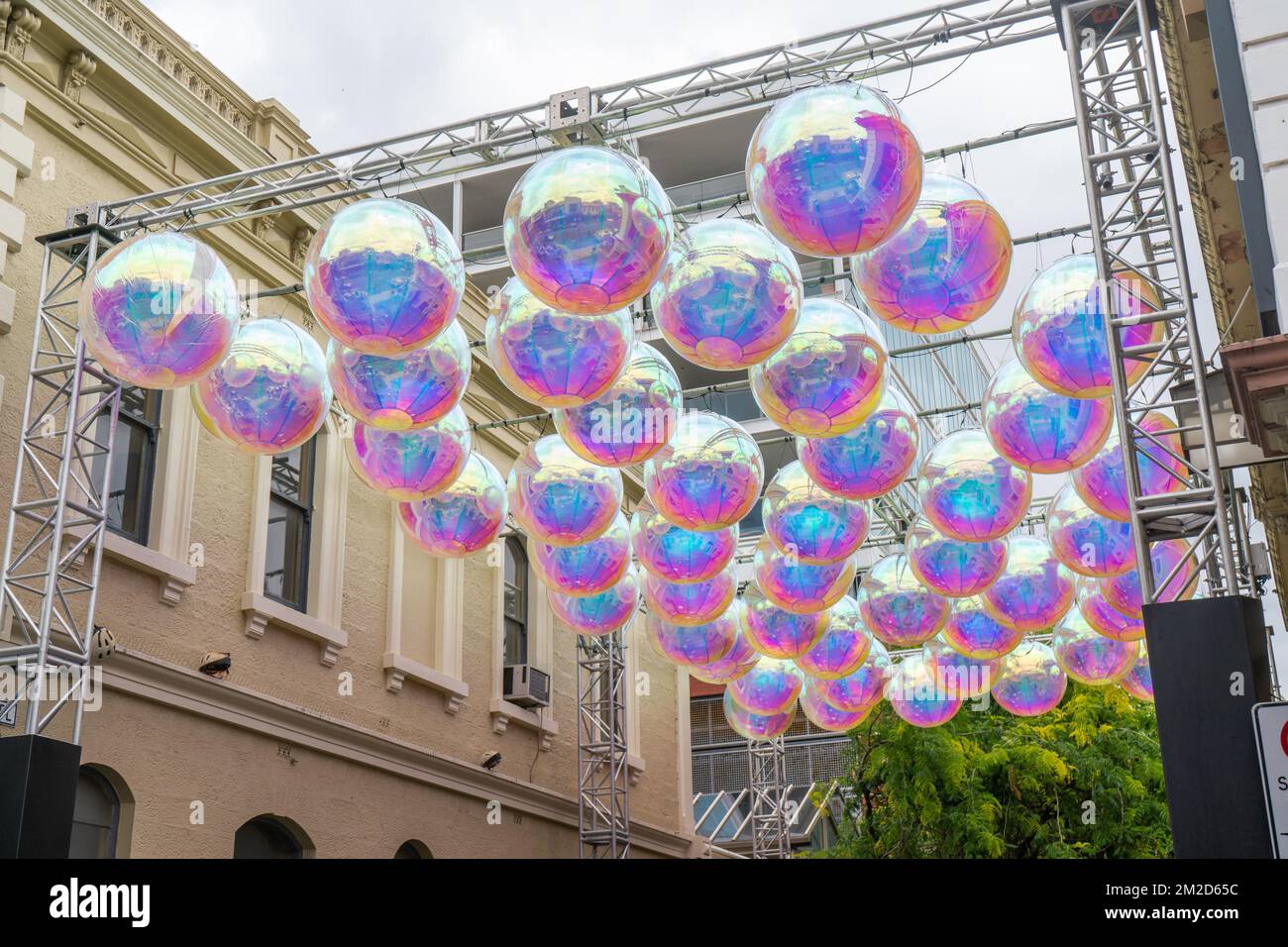 Adelaide, Australia. 14 December 2022. 50 vivid colour spheres are ...