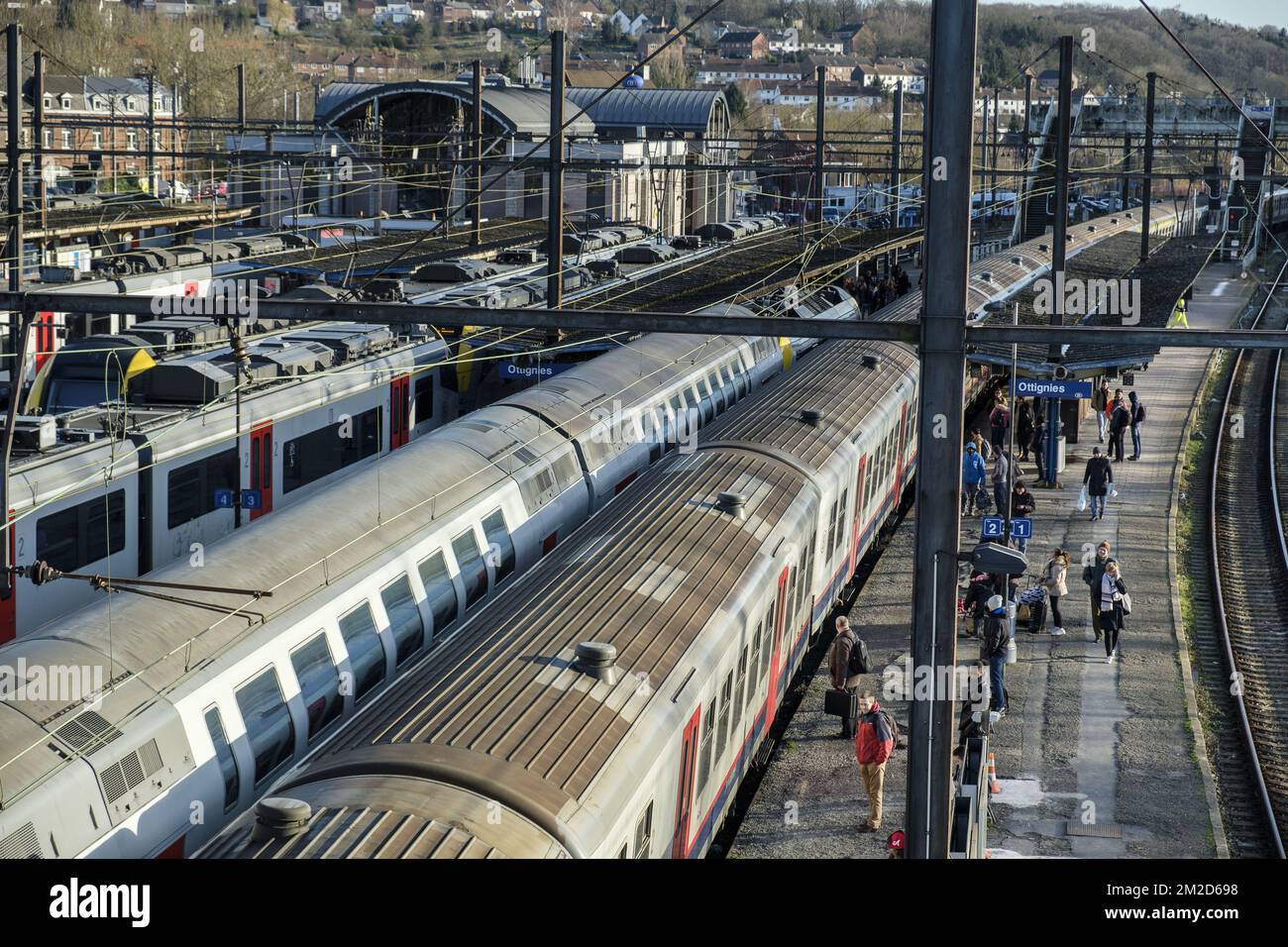 Train station and train along the platform in Ottignies station | SNCB ...