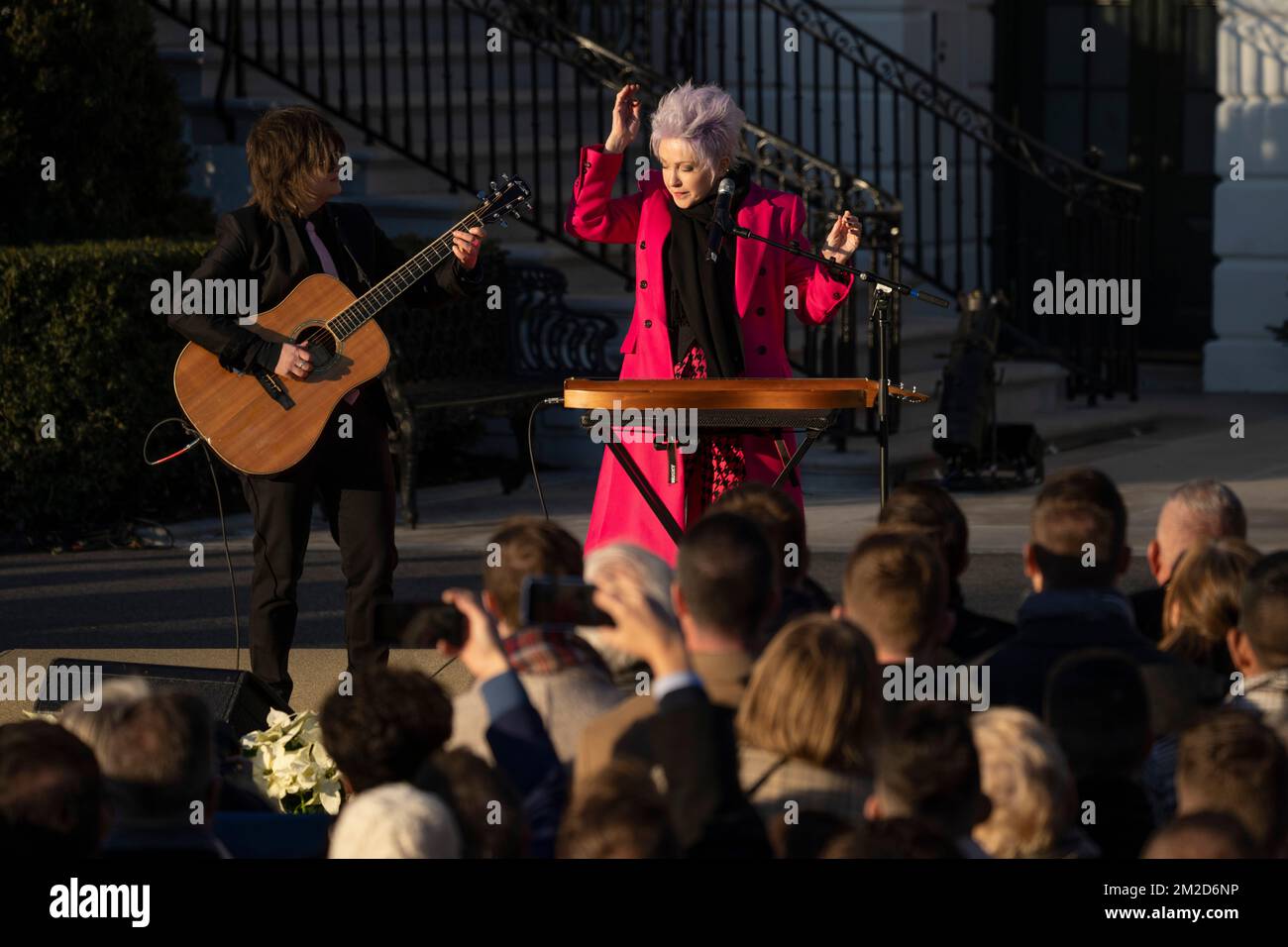 Singer Cyndi Lauper and guitarist Alex Nolan perform in a ceremony with ...