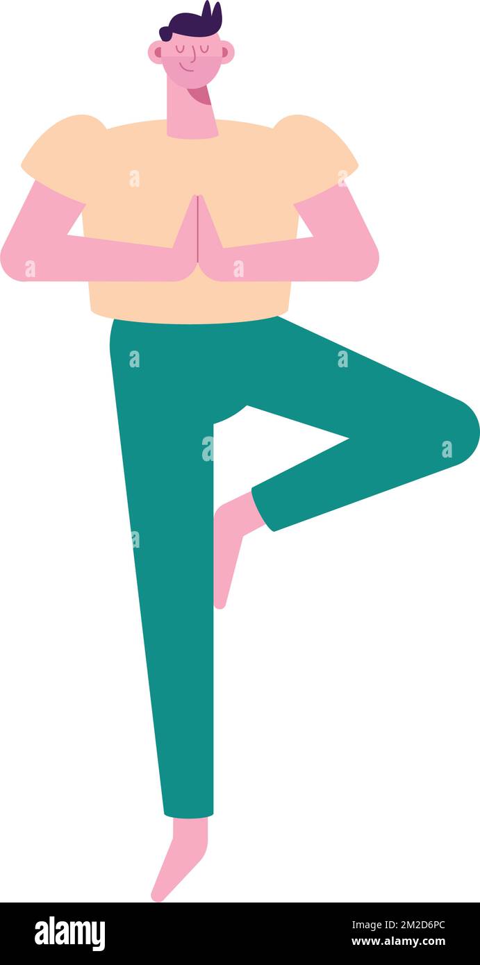standing man practicing yoga character Stock Vector Image & Art - Alamy