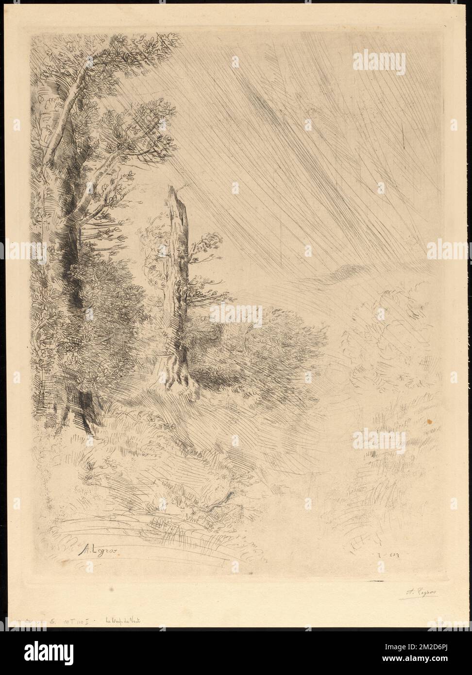 Le coup de vent , Winds, Trees, Wetlands, Rain, Alphonse Legros (1837-1911 Stock Photo - Alamy