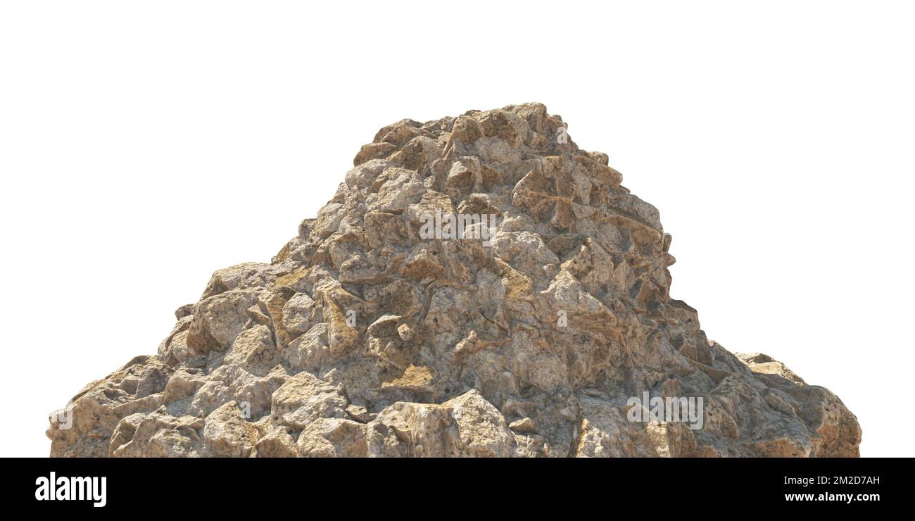 3D illustration crag stones Isolated on white background Stock Photo ...