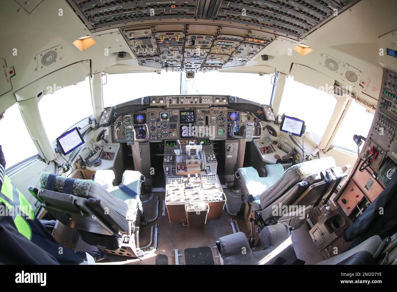 General view of the cockpit of a DHL aircraft, during the opening of a ...