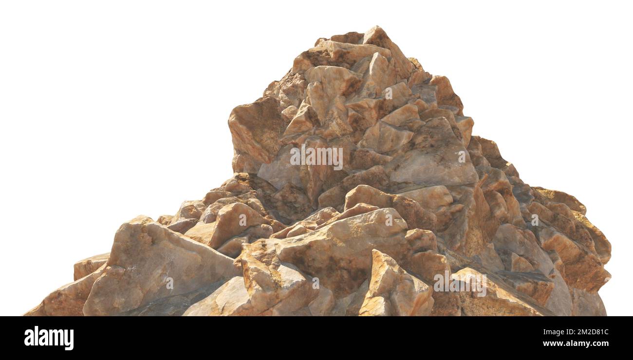 3D illustration crag stones Isolated on white background Stock Photo ...