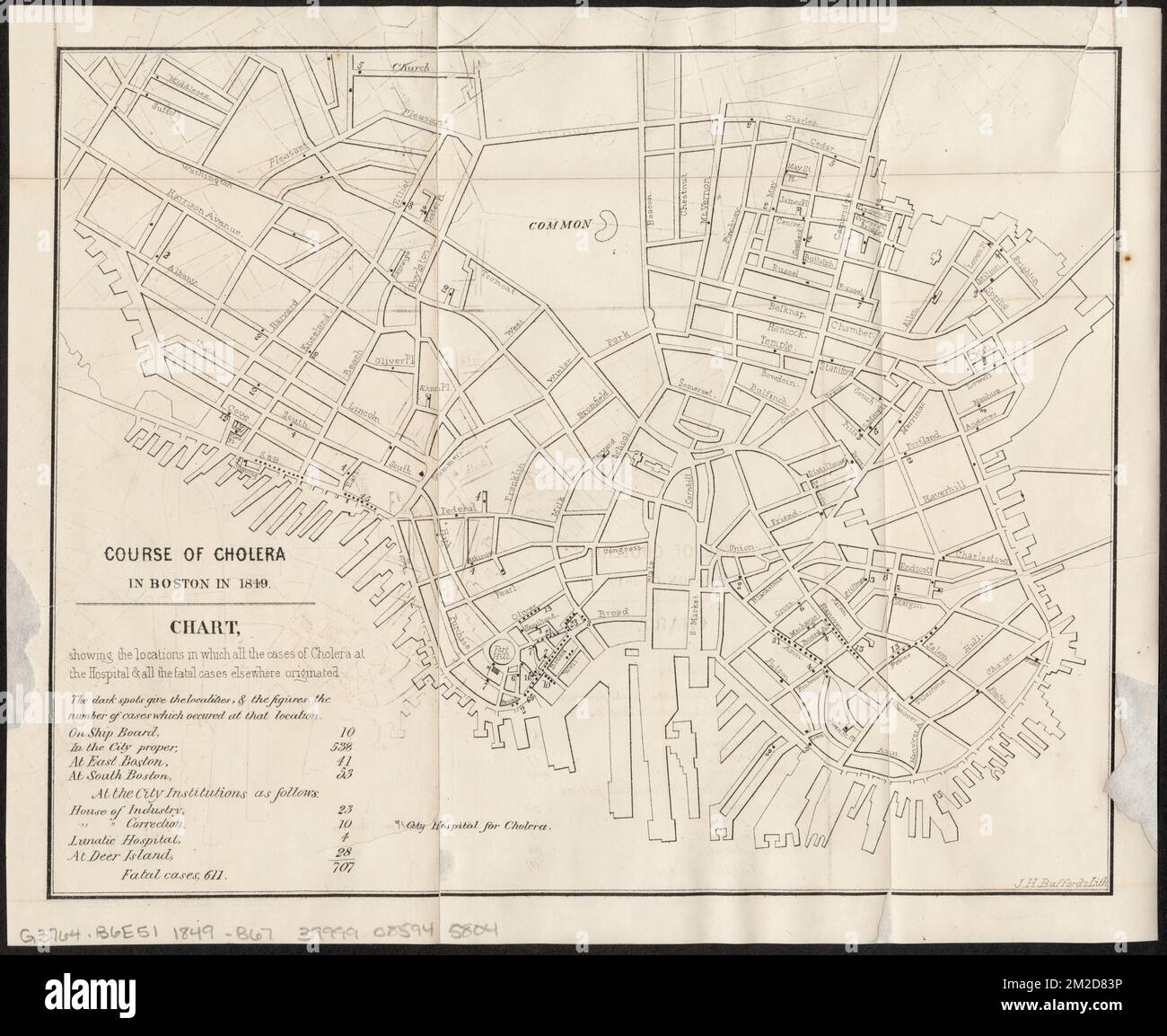 Course of cholera in Boston in 1849 , Cholera, Massachusetts, Boston ...