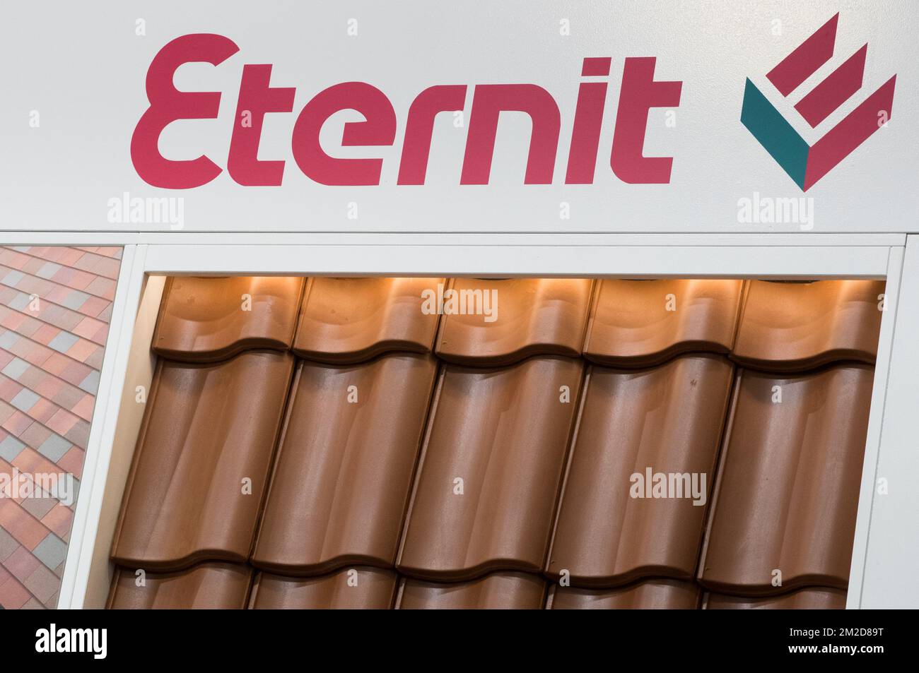 Illustration picture shows Eternit logo during the opening of the 2018 ...