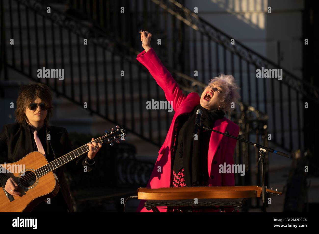 Singer Cyndi Lauper and guitarist Alex Nolan perform in a ceremony with ...