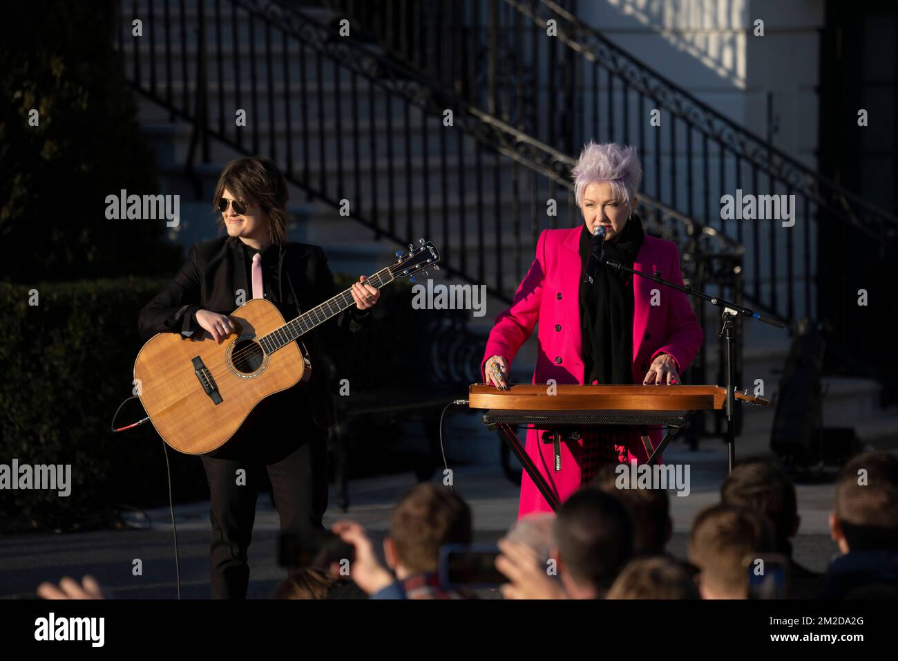 Singer Cyndi Lauper and guitarist Alex Nolan perform in a ceremony with ...