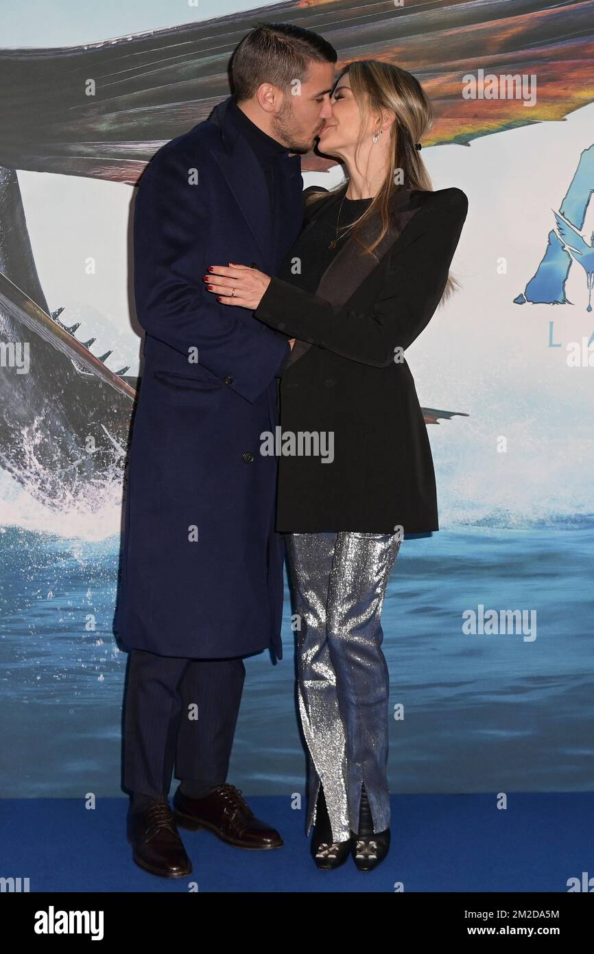 Carlo Negri (l) and Sabrina Ghio (r) attend the blu carpet of the movie ...
