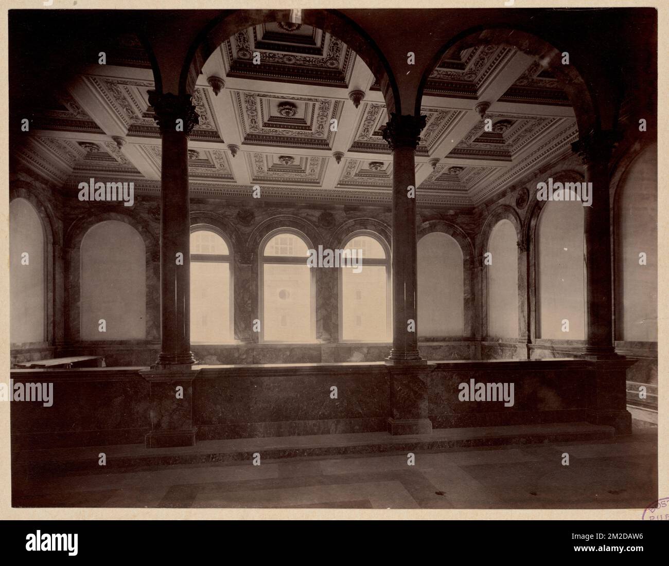 Courtyard windows from arcade corridor, Grand Staircase, construction ...