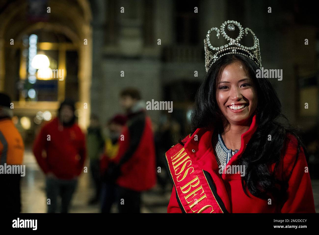 Miss Belgium 2018 Angeline Flor Pua pictured at the return of athletes ...