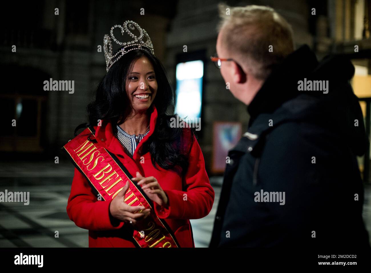Miss Belgium 2018 Angeline Flor Pua pictured at the return of athletes ...