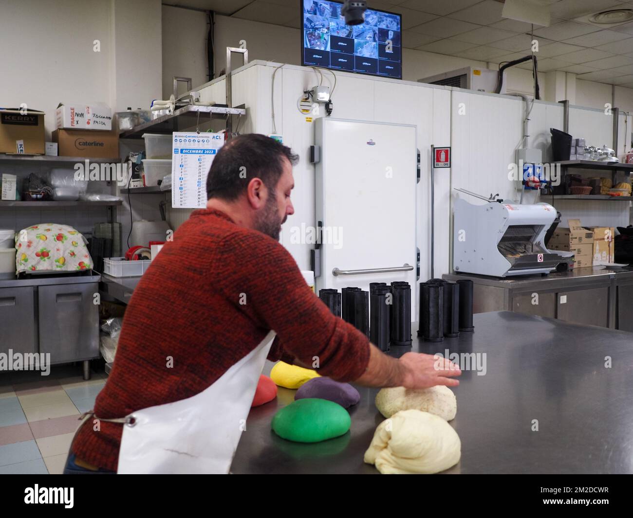 baker chef making red violet yellow and green small 30 grams coloured ...