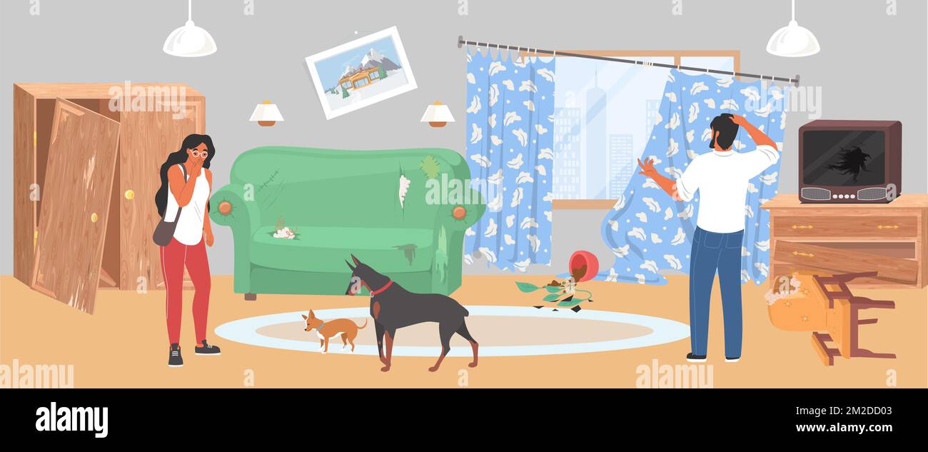 Bad dog and puppy behavior problem vector Stock Vector Image & Art - Alamy