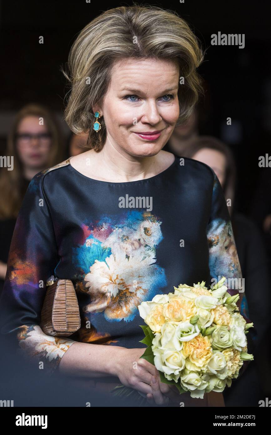 Queen Mathilde of Belgium pictured during a royal visit to the Campus ...