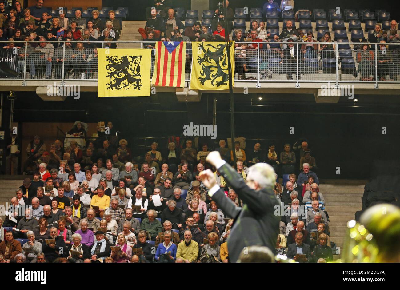 Flags of the Flemish Lion and Catalonia pictured at the 81st edition of ...