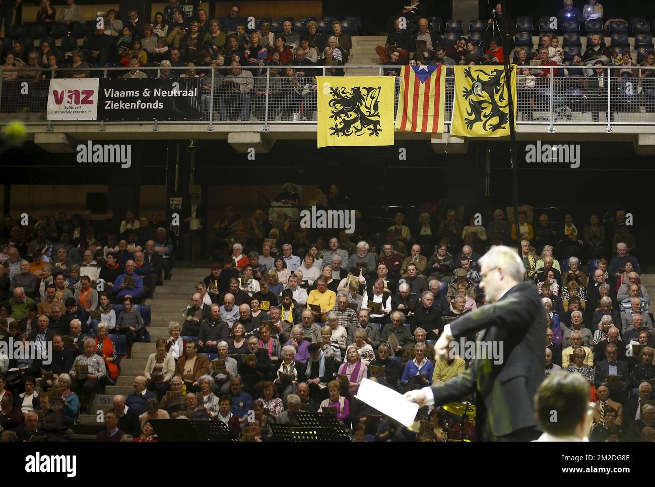 Flags of the Flemish Lion and Catalonia pictured at the 81st edition of ...
