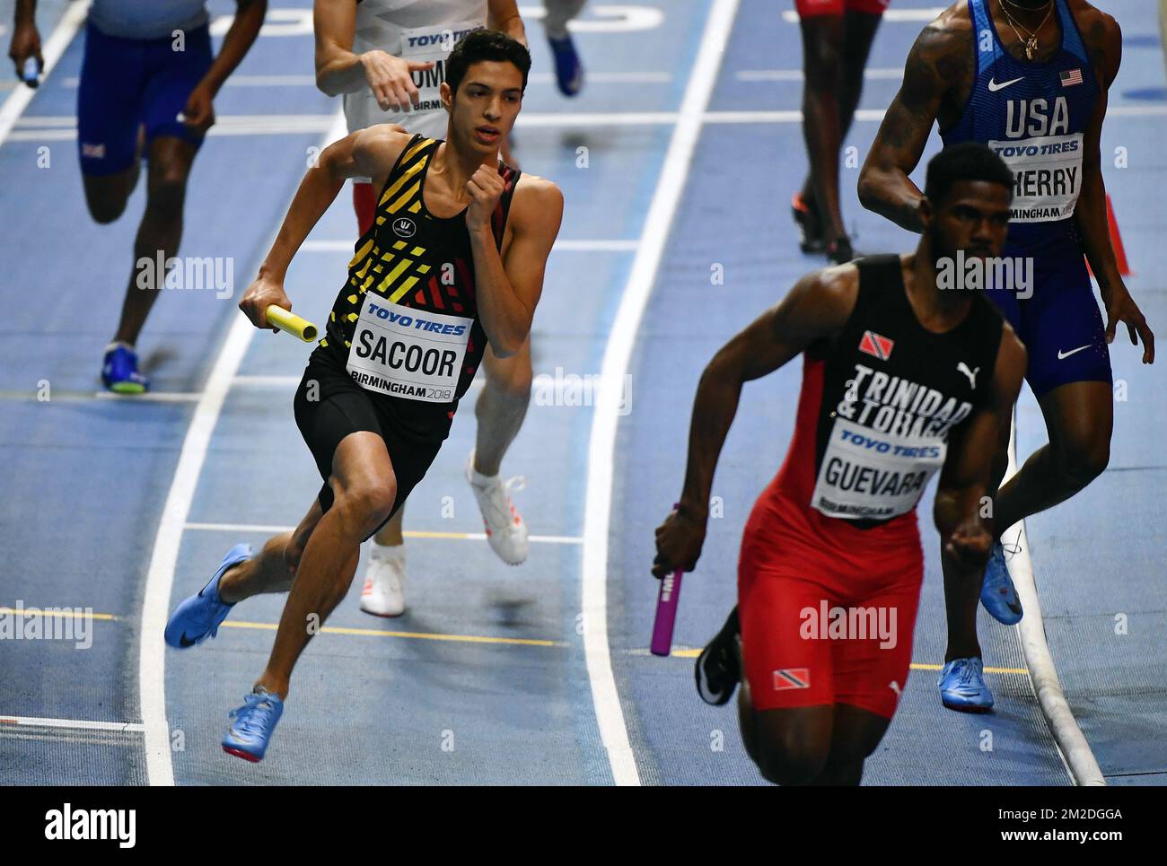 Belgian Jonathan Sacoor pictured in action during the men's 4x400m ...