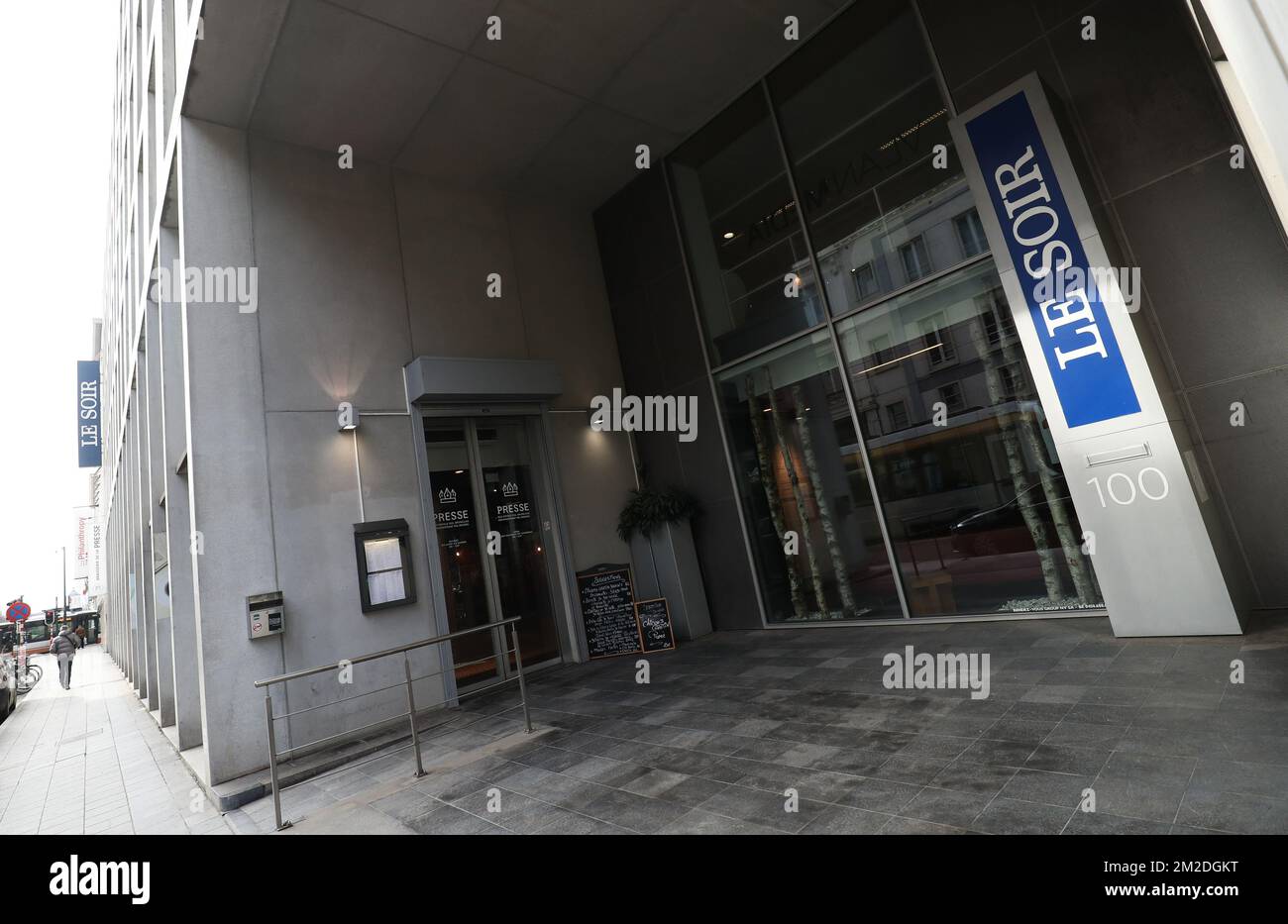 Illustration shows the building of the redaction of Le Soir and Le Soir ...