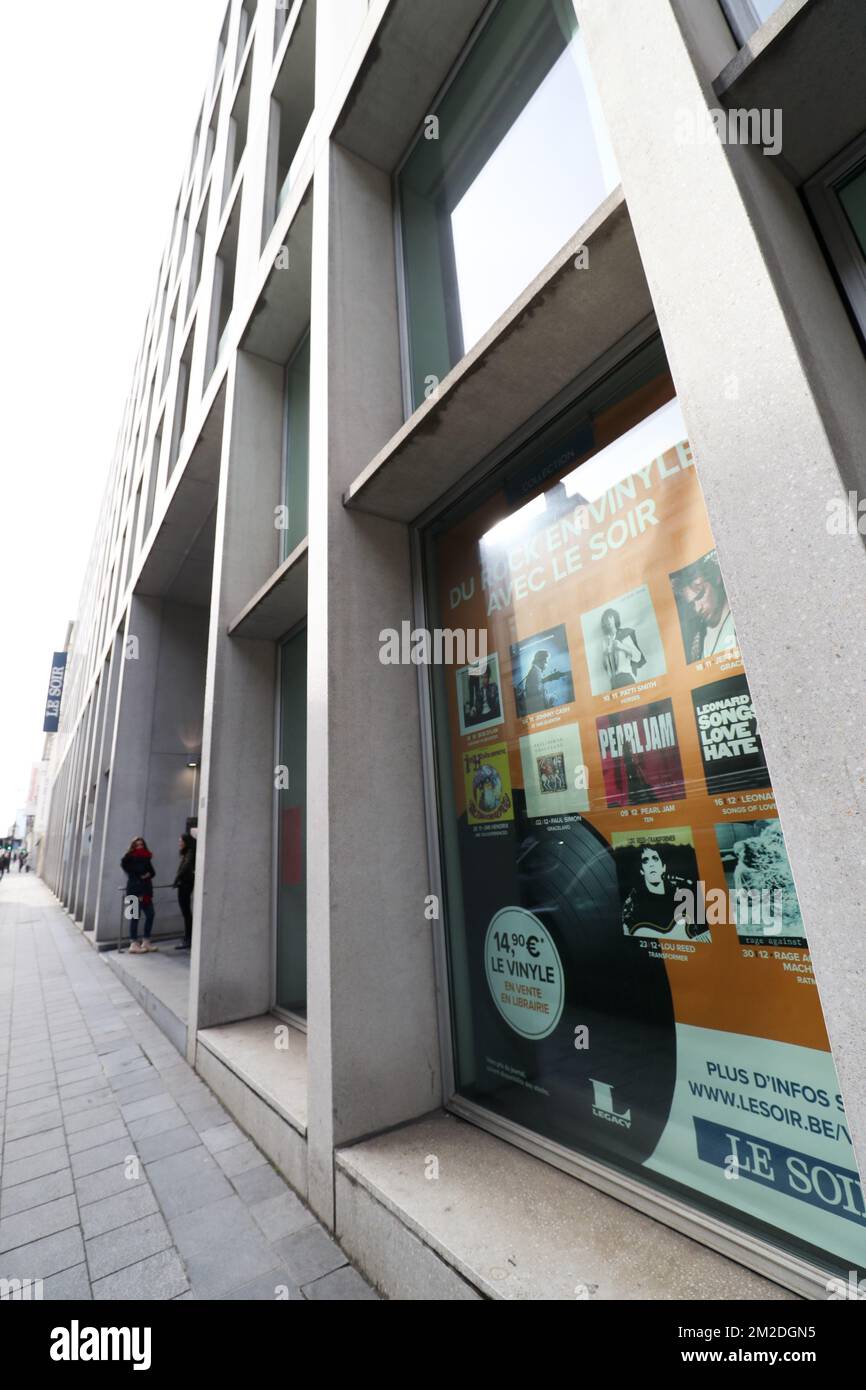Illustration shows the building of the redaction of Le Soir and Le Soir ...